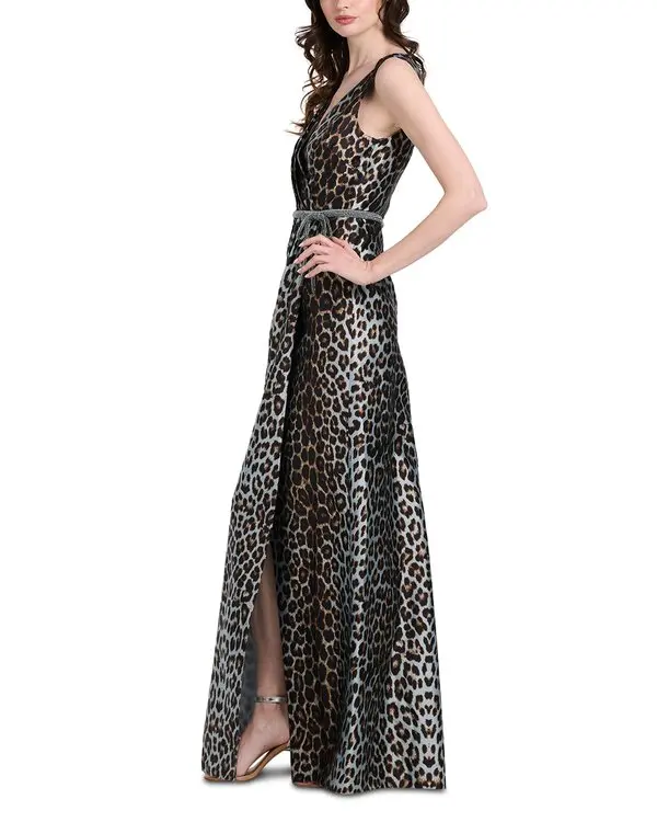 EMILY SHALANT Pleated Rhinestone Waist Gown