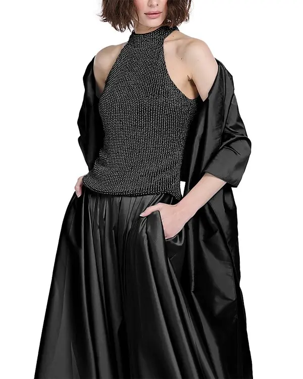 EMILY SHALANT Long Satin Stole - Black