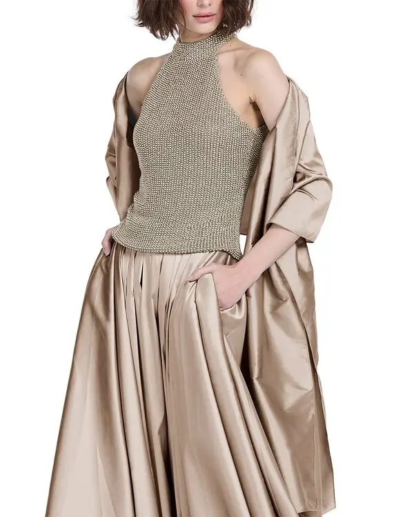 EMILY SHALANT Long Satin Stole - Suntan