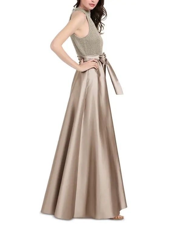 EMILY SHALANT Pearl Bodice Tie Waist Gown