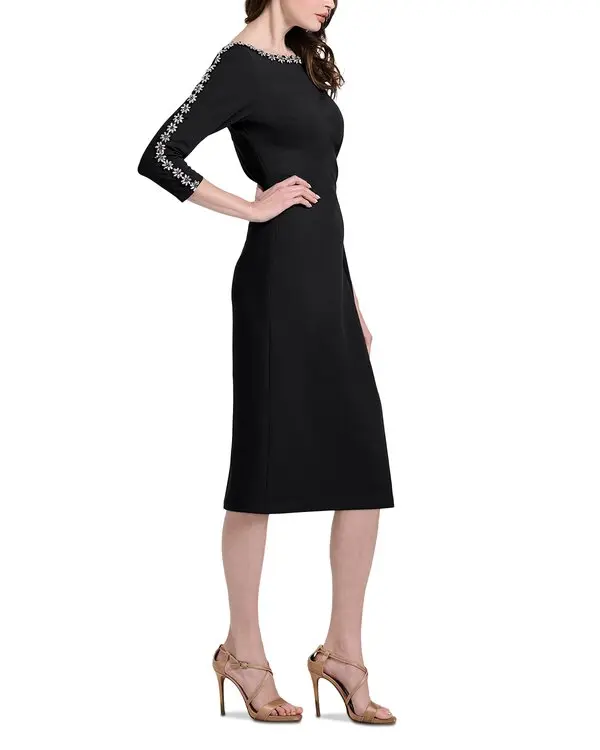 EMILY SHALANT Crystal Floral Midi Dress