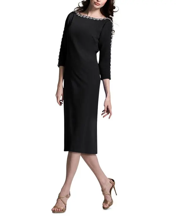 EMILY SHALANT Crystal Floral Midi Dress
