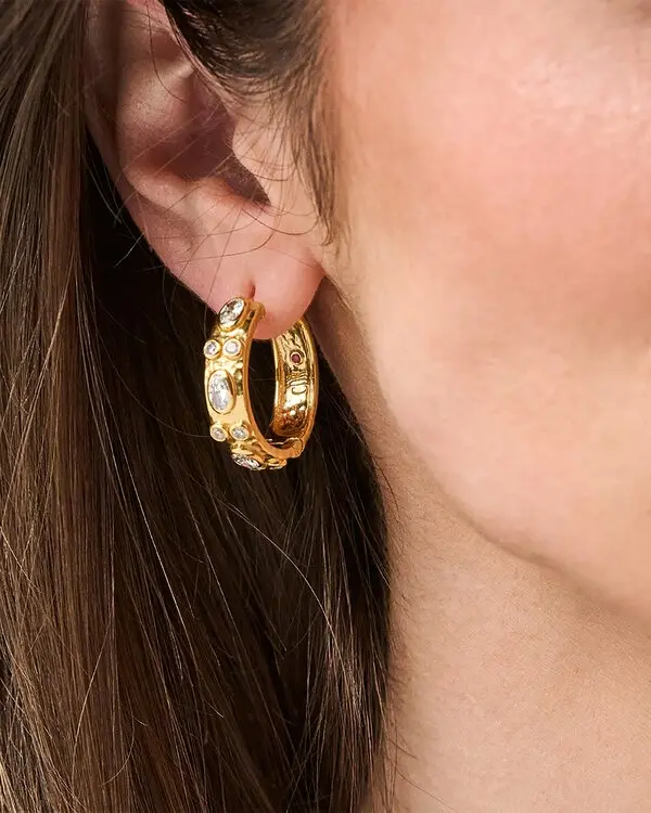 CAPUCINE DE WULF Maharani Cubic Zirconia Huggie Hoop Earrings