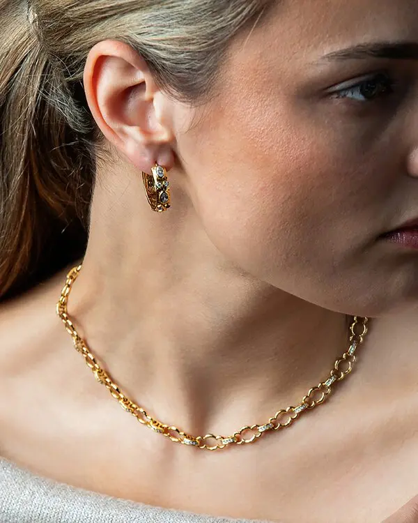 CAPUCINE DE WULF Maharani Cubic Zirconia Huggie Hoop Earrings