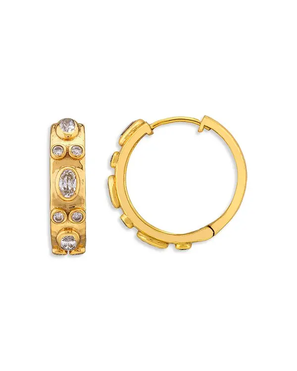CAPUCINE DE WULF Maharani Cubic Zirconia Huggie Hoop Earrings