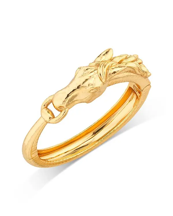 CAPUCINE DE WULF Equestrian Horsehead Bangle Bracelet - Gold