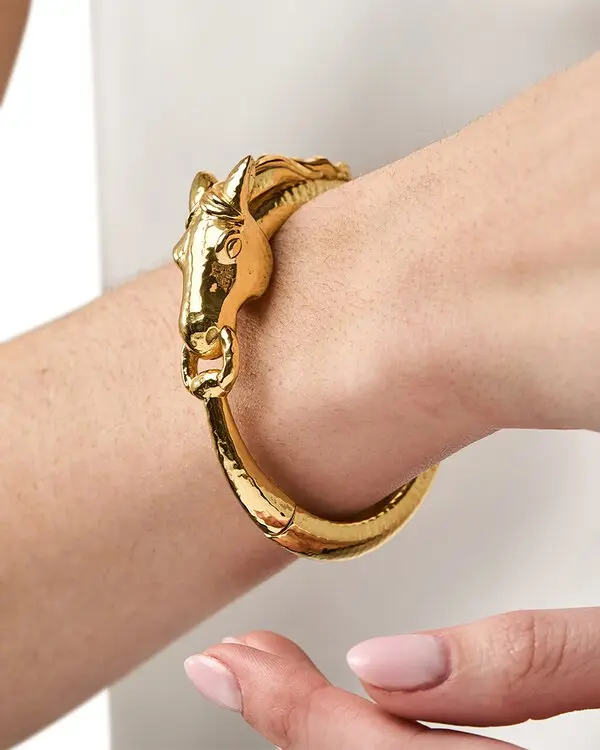 CAPUCINE DE WULF Equestrian Horsehead Bangle Bracelet