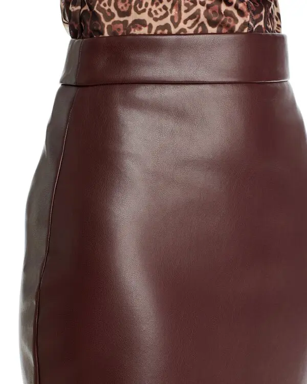 AREA STARS Bailey Faux Leather Asymmetric Hem Skirt
