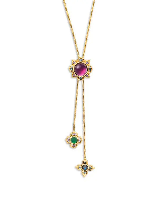CAPUCINE DE WULF Contessa Gemstone Adjustable Lariat Necklace, 24