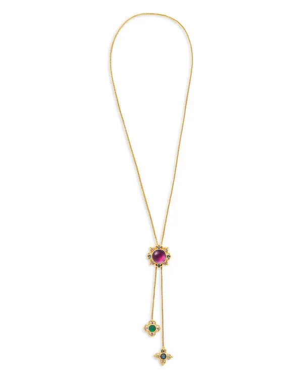 CAPUCINE DE WULF Contessa Gemstone Adjustable Lariat Necklace, 24