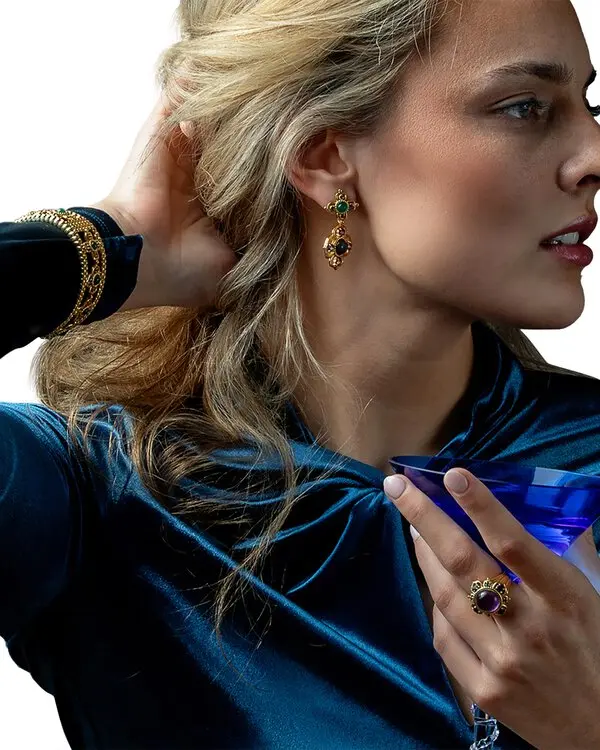 CAPUCINE DE WULF Contessa Gemstone Jacket Earrings