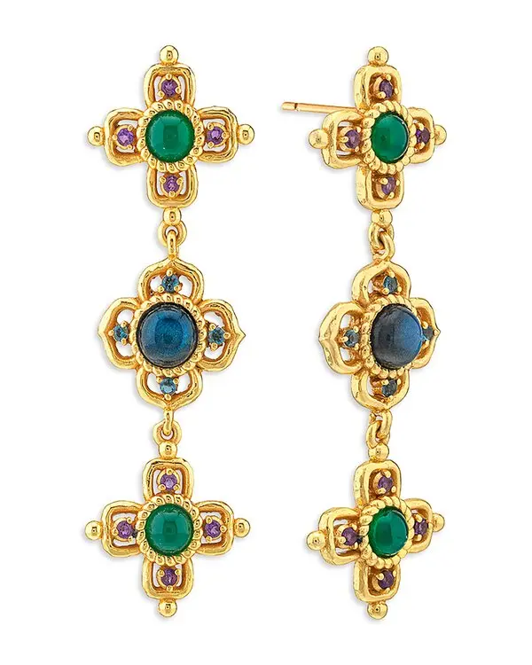 CAPUCINE DE WULF Contessa Gemstone Linear Drop Earrings - Multi