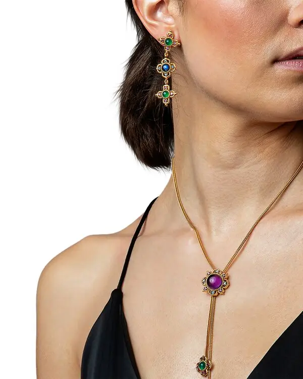 CAPUCINE DE WULF Contessa Gemstone Linear Drop Earrings