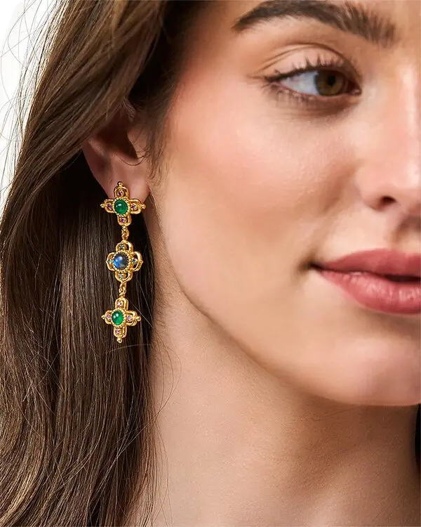 CAPUCINE DE WULF Contessa Gemstone Linear Drop Earrings
