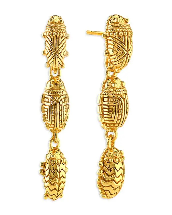 CAPUCINE DE WULF Scarab Petite Linear Drop Earrings