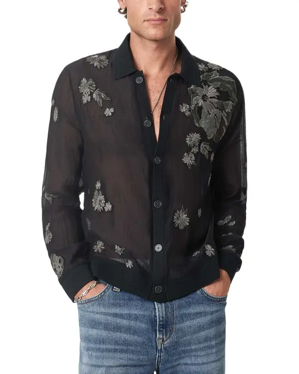 John Varvatos Arden Cotton & Silk Sheer Floral Shirt