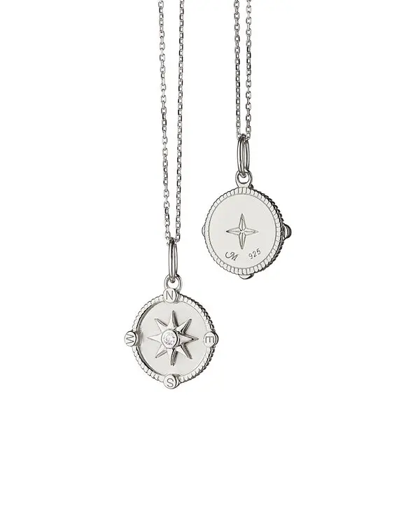 Monica Rich Kosann White Sapphire Mini Adventure Compass Necklace, 18