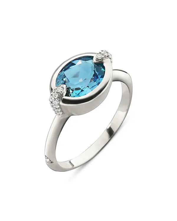 Monica Rich Kosann Points North London Blue Topaz & White Sapphire Ring - Sterling Silver