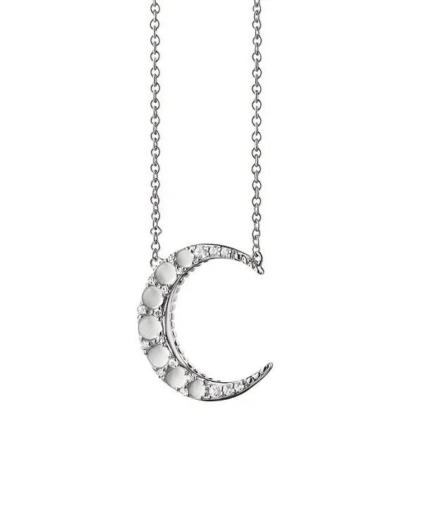 Monica Rich Kosann White Sapphire & Moonstone Moon Necklace, 17
