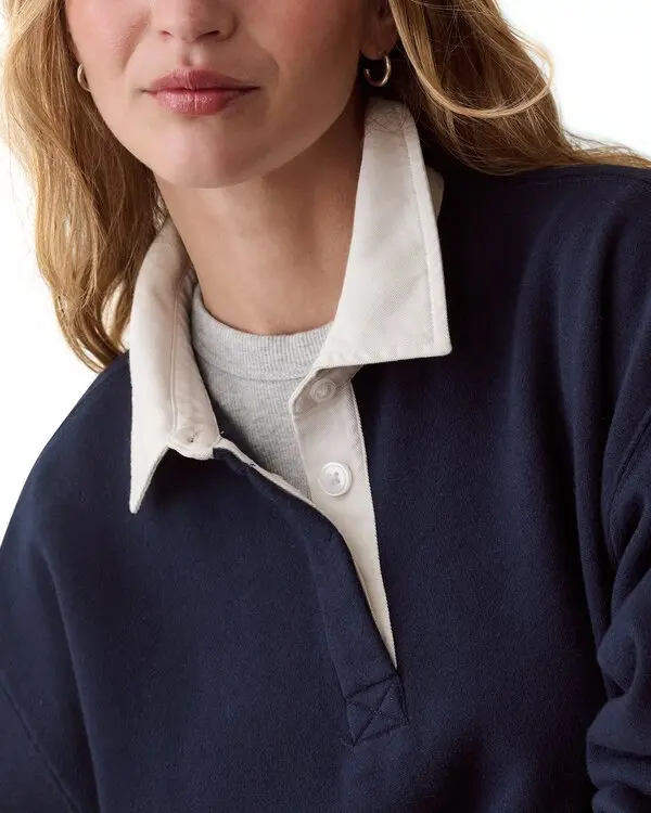 Marine Layer Cloud 9 Cotton Blend Fleece Polo Sweatshirt