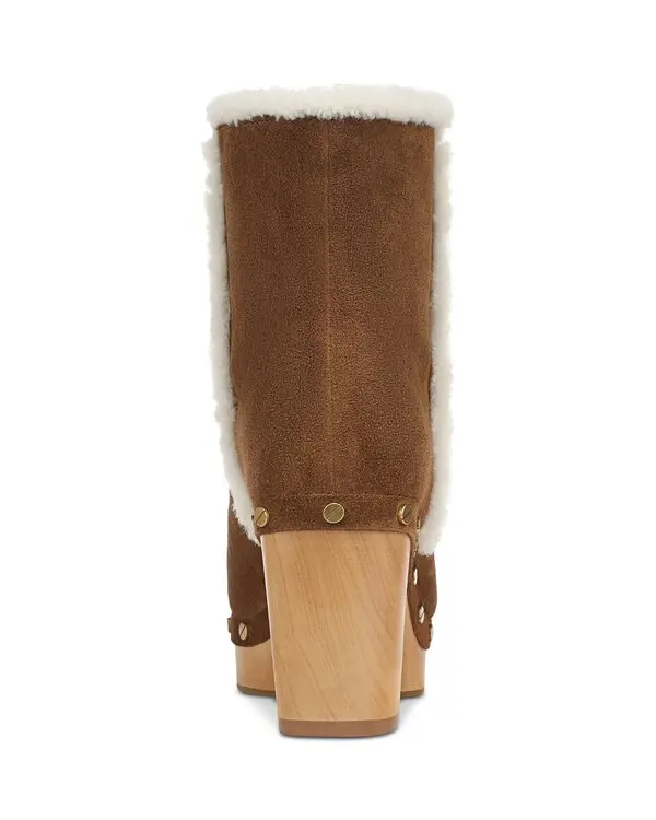 Veronica Beard Loreen Faux Fur Trim Suede Clog Boots