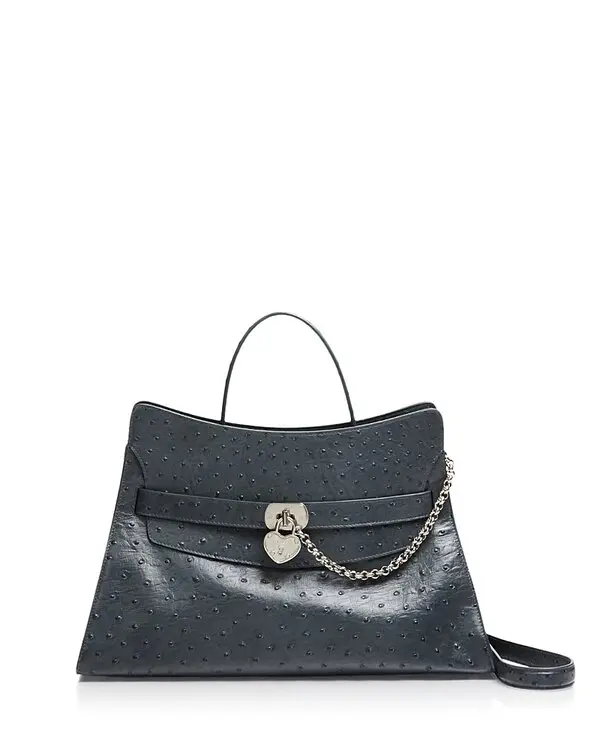 Alexander McQueen Ostrich Embossed Leather Shoulder Bag