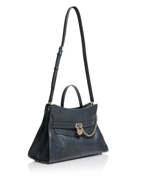 Alexander McQueen Ostrich Embossed Leather Shoulder Bag