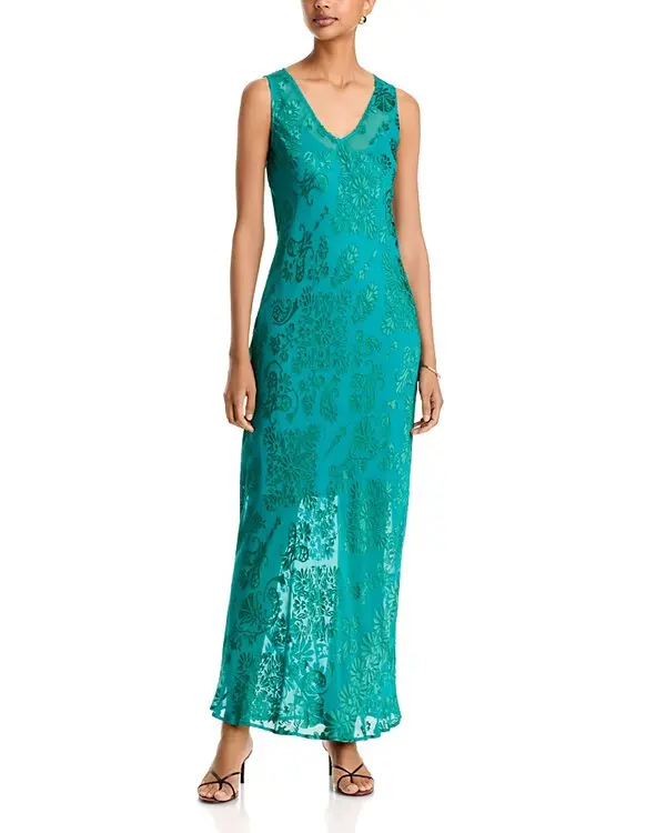 Johnny Was Mira Satin Burnout Slip Dress