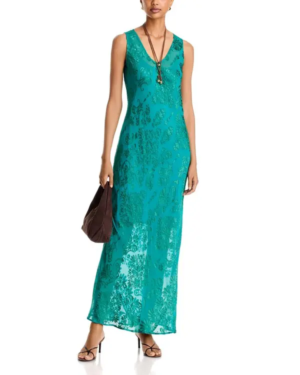 Johnny Was Mira Satin Burnout Slip Dress