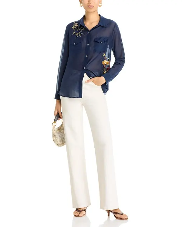 Johnny Was Westward Cotton & Silk Button Up Shirt