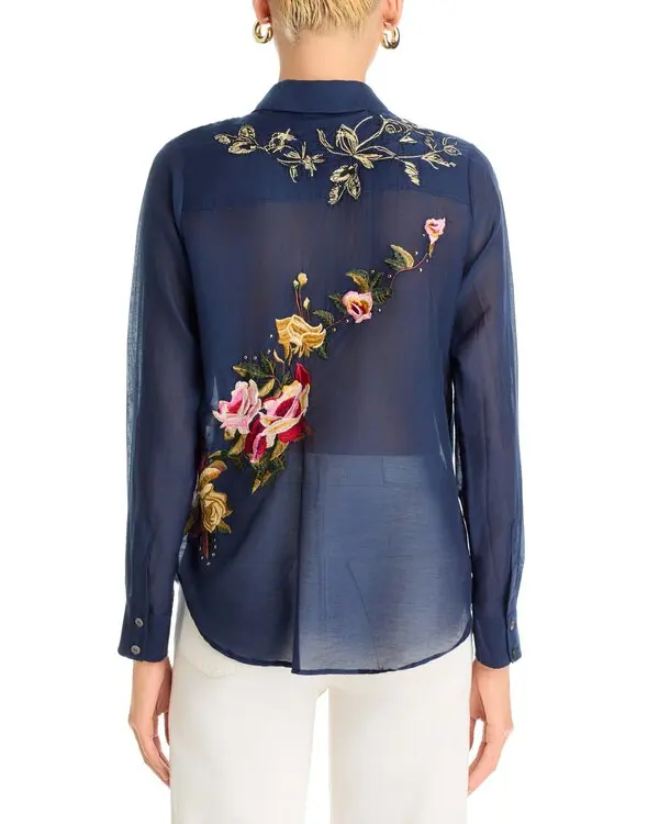 Johnny Was Westward Cotton & Silk Button Up Shirt