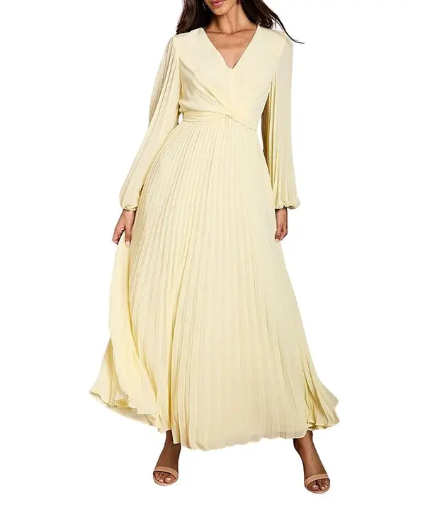 Coast Pleated Wrap V-neck Maxi Dress - Lemon