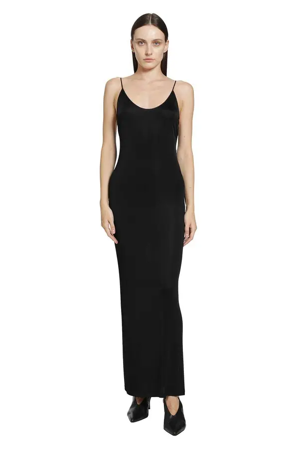 Saint Laurent Knit Cassandre Chain Backless Maxi Dress