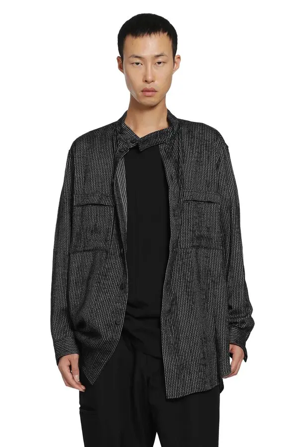 Yohji Yamamoto Stripe Stand Collar Blouse