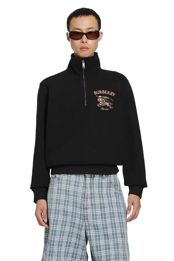Burberry Knight Check Half-zip Sweatshirt - Black