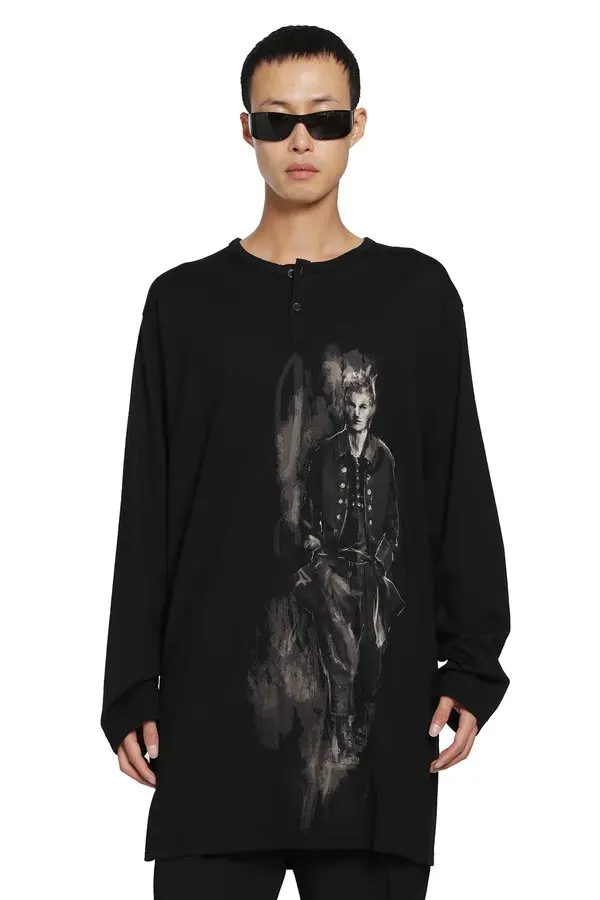 Yohji Yamamoto Henry Neck Long Sleeve Tee