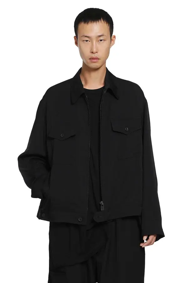 Yohji Yamamoto Wool Gabardine Blouson - Black