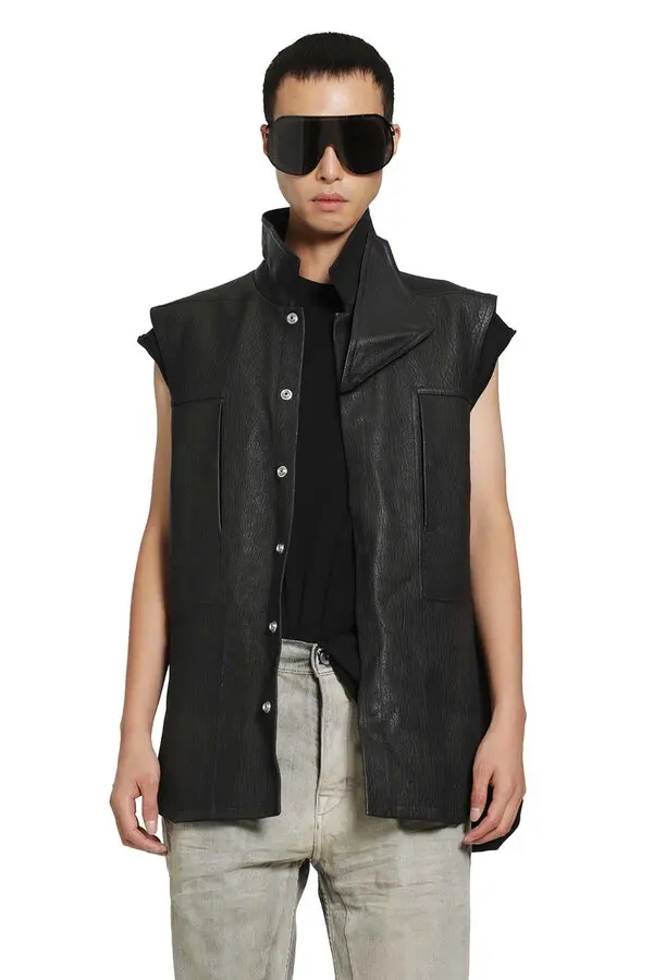 Rick Owens Tower Sl Outershirt In Naked Lamb - Black