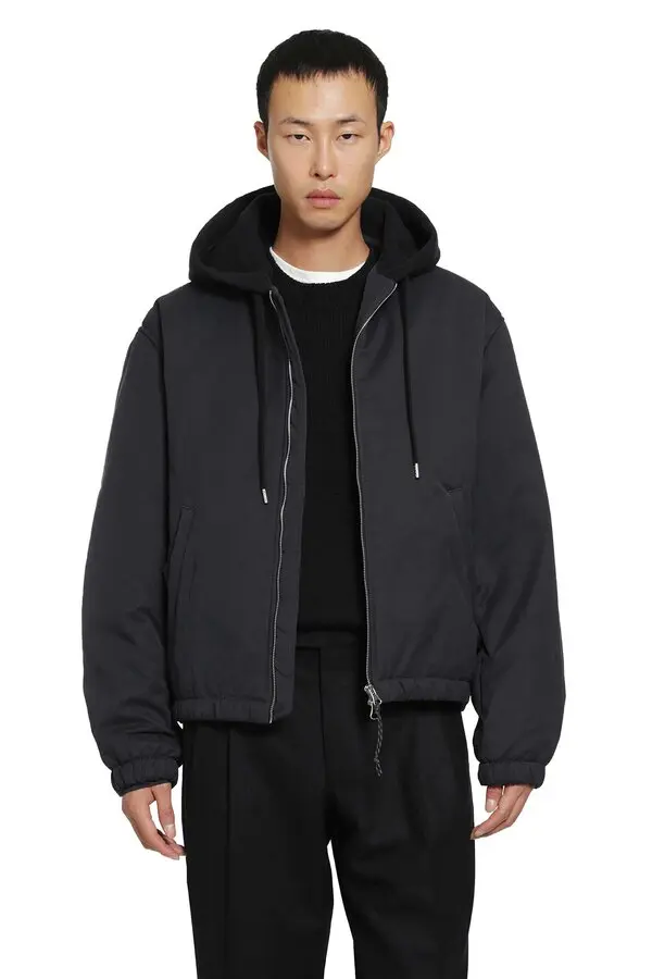SALON C LUNDMAN Hooded Bomber - Blue