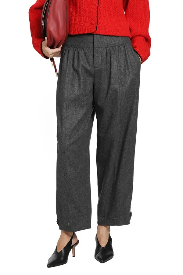 Chloé Wool Flannel Trousers With Button Tab Cuffs