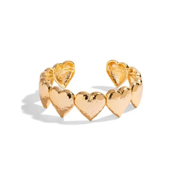EBRU JEWELRY Endless Love Hammered Heart Cuff Bracelet - Gold