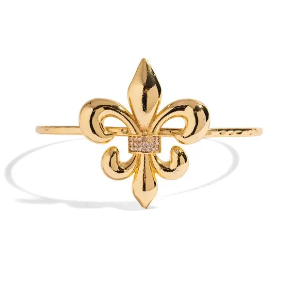 EBRU JEWELRY Royal Fleur De Lis Crystal Cuff Bracelet - Gold