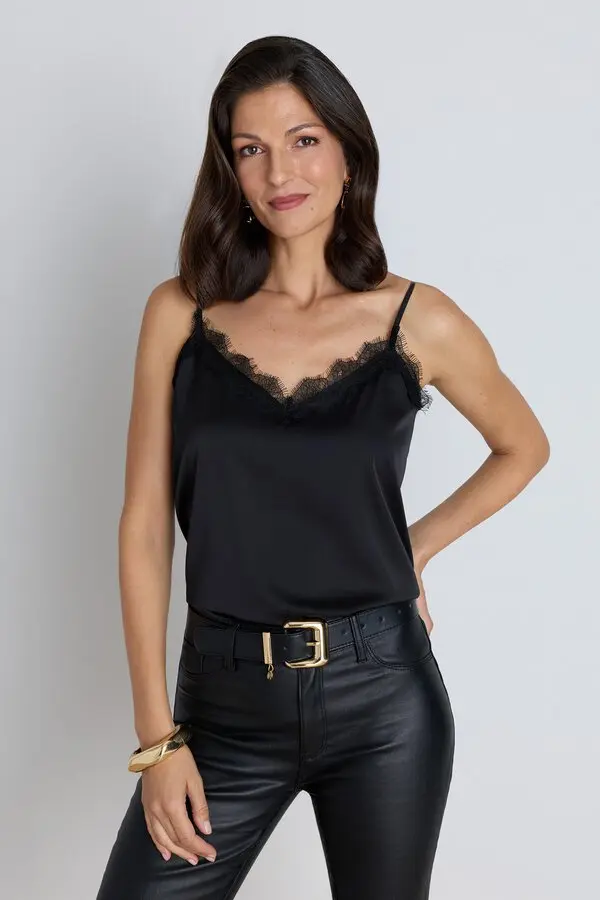 THE NOLI SHOP Galia Silk Lace Cami - Black