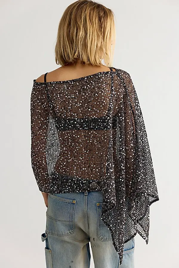 Free People Maggie Sequin Poncho