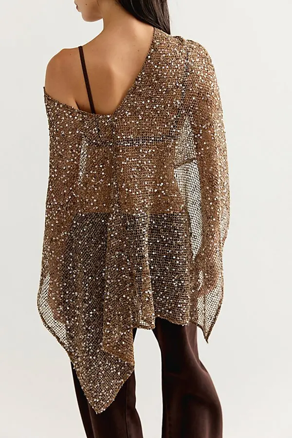 Free People Maggie Sequin Poncho