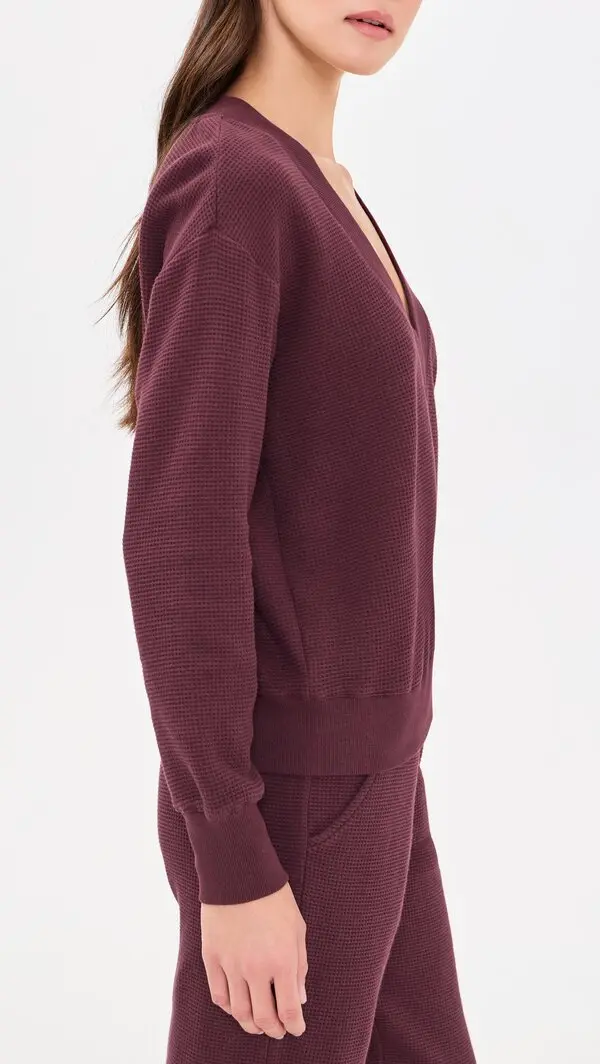 NEGATIVE Waffle Knit Deep V Pullover