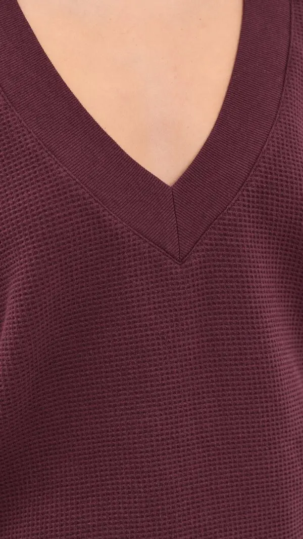 NEGATIVE Waffle Knit Deep V Pullover
