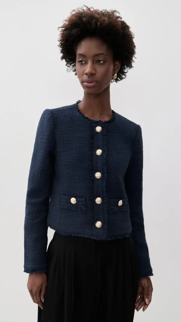 Cinq À Sept Christie Tweed Jacket With Fringe Trim
