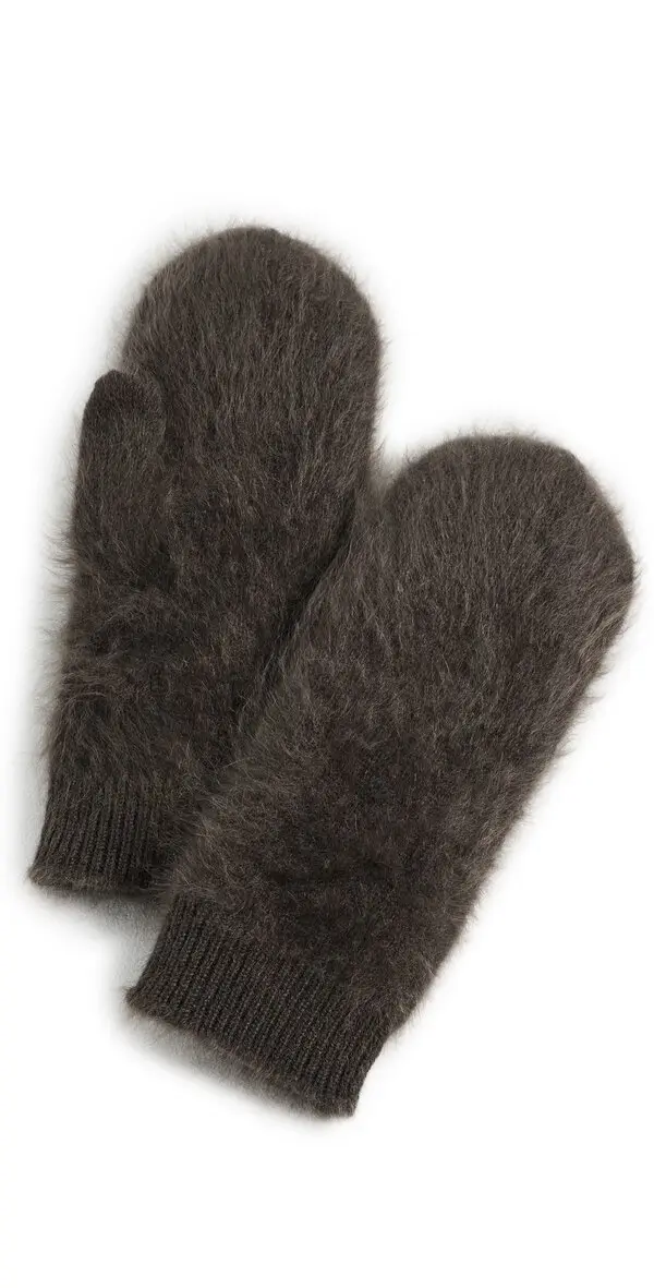 LISA YANG Brushed Cashmere Mittens - Dark Fern Brushed