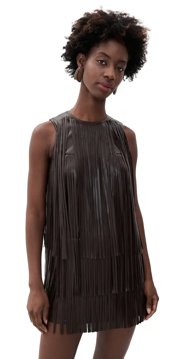 SIMONMILLER Sina Vegan Leather Fringe Dress